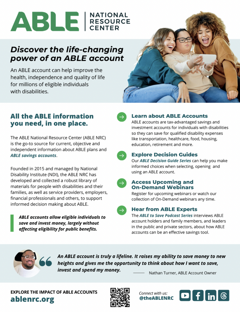 ABLE National Resource Center Flyer - ABLE National Resource Center